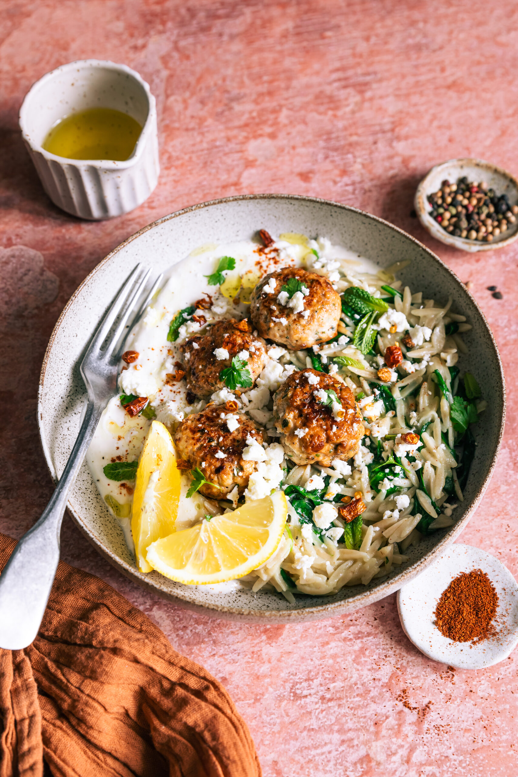 Boulettes à la grecque et orzo - Clemfoodie
