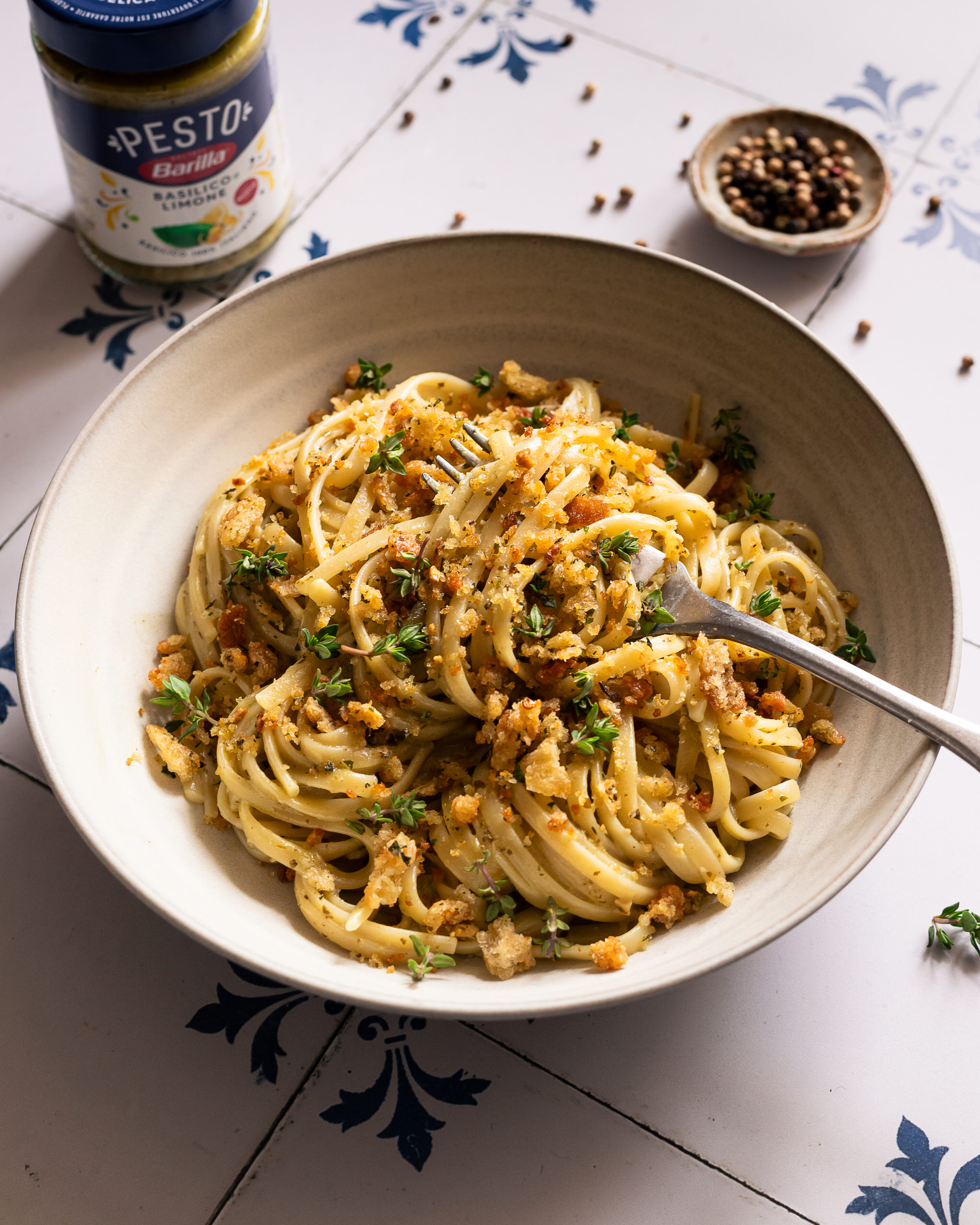 Linguine au pesto et mollicata - Clemfoodie