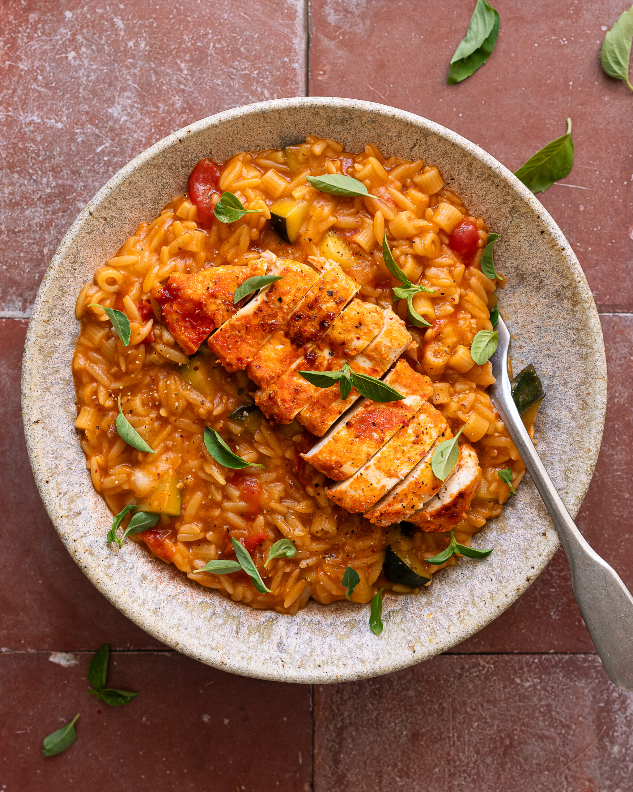Orzo crémeux au parmesan et poulet à la grecque - Clemfoodie